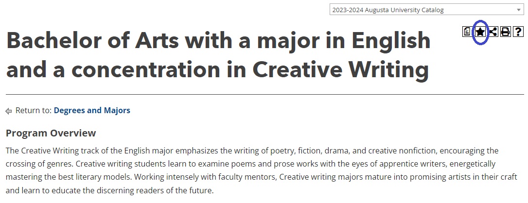 My Catalog Bookmarks User Guide - Augusta University - Modern Campus Catalog™